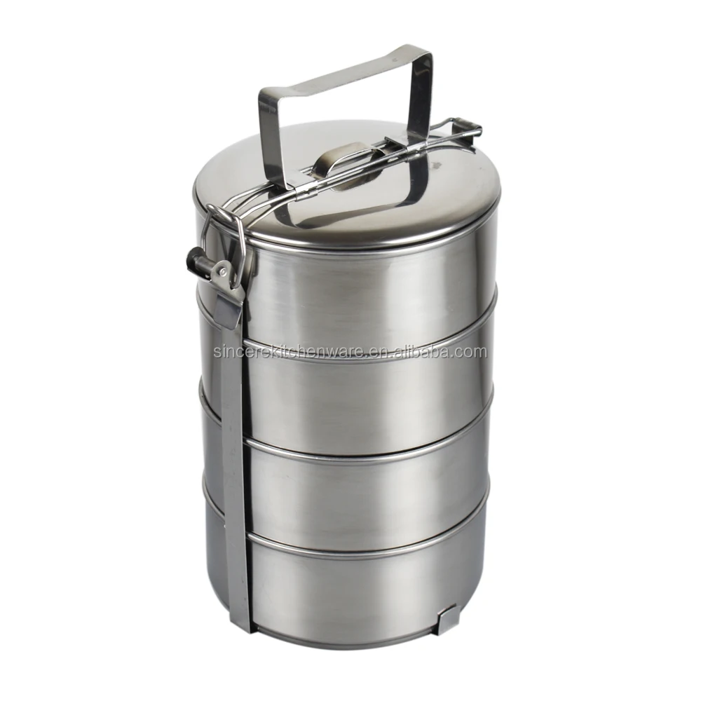 2/3/4 Layer Portable Tiffin Box 410 Stainless Steel Tiffin Lunch Box ...