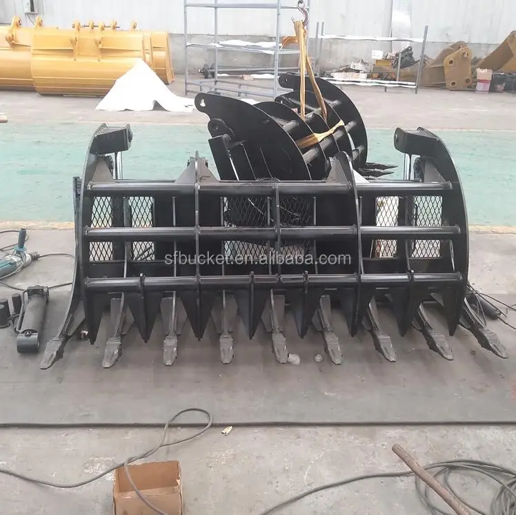 Hydraulic Rake Grapple Bucket for Skid Steer Loader Root Rake Grabber