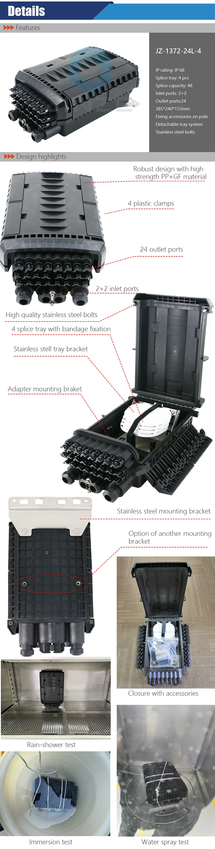 Jinze 24-Core Manhole IP68 Enclosure - FTTH Termination Box
