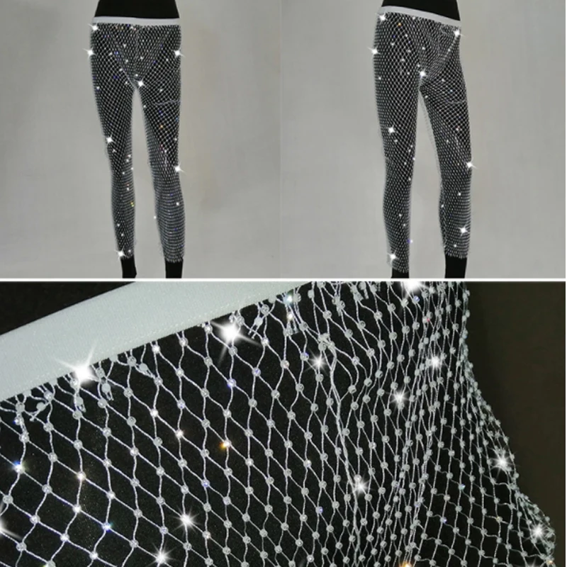 Shop Our Fashion Slit Women Crystal Fishnet Pants Fabric