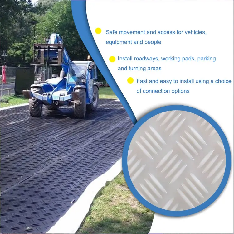 Durable 4x8 Plastic UHMWPE HDPE Road Mats for Construction