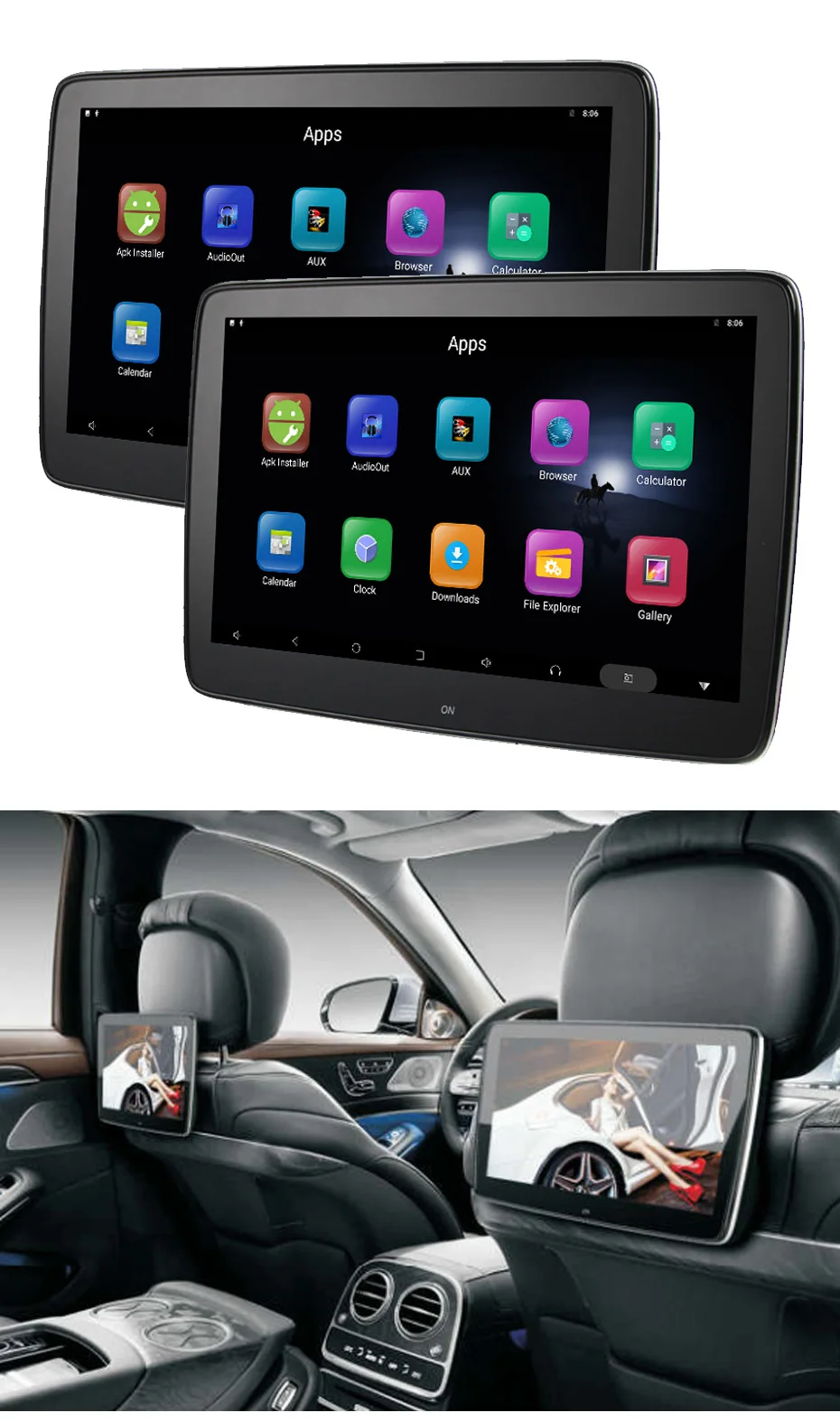 Android 9.0 2+16g 10.1 Inch Touch Screen Car Head Rest Monitor With ...