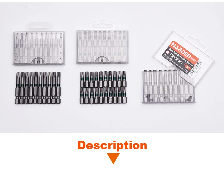 Harden Colored Torx Screwdriver Bit Set T10 - T40 25mm 50mm Drill Bit Set