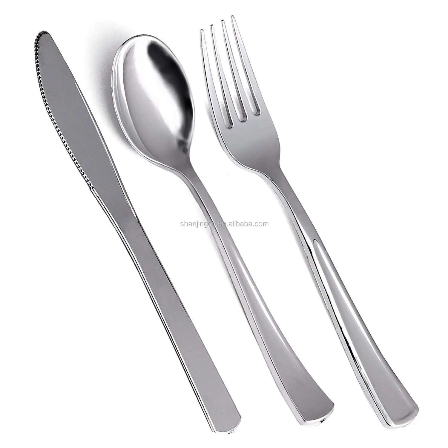 Piece Silver Plastic Silverware Set,Heavy Weight Cutlery,Disposable ...