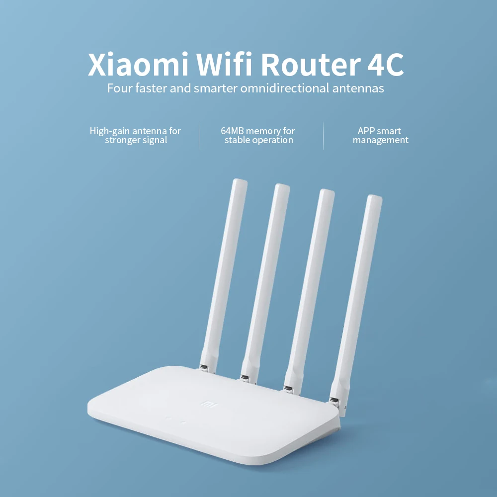 Mi WIFI Router 4C Roteador APP Control 64 RAM 802.11 B/g/n 2.4G 300Mbps ...