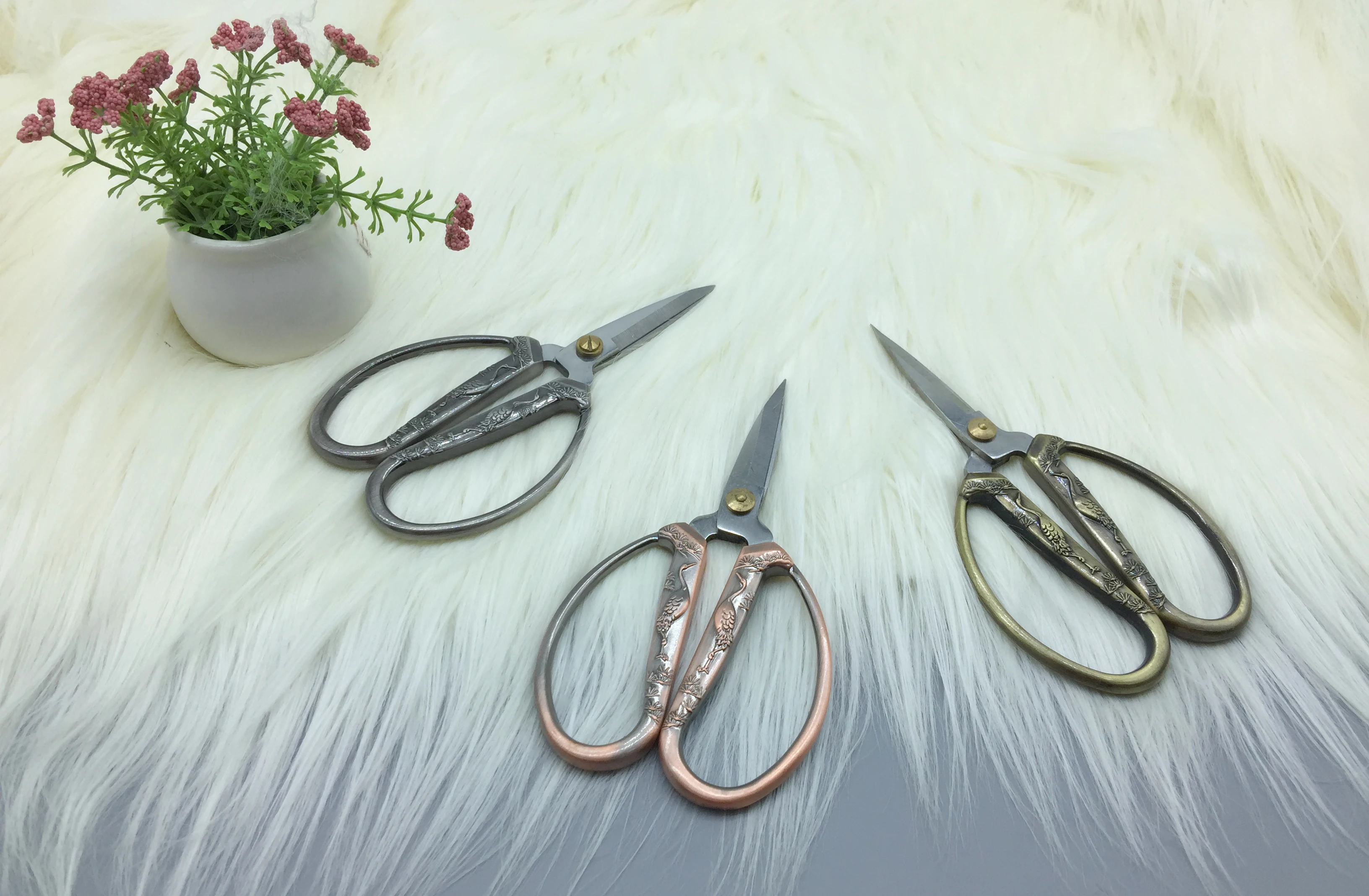 Stainless Steel Embossed Embroidery Crane Scissors Craft Vintage ...