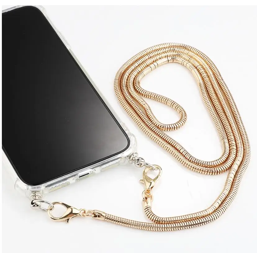 Women Phone Cases With Metal Chains Girls Polyester Wrist Strap Fashion ...