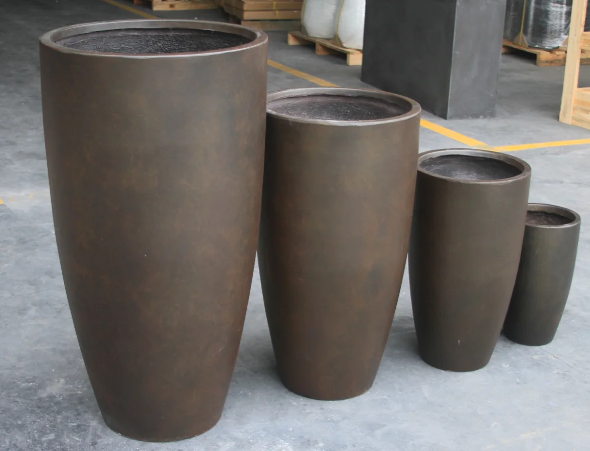 Large Tall Round Outdoor Decorative Fiberglass Clay Pots - Buy Small ...