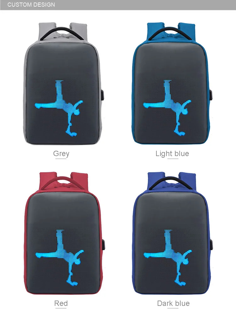 Customize Led Backpack Light Screen Waterproof Smart Back Packs Bag Led ...