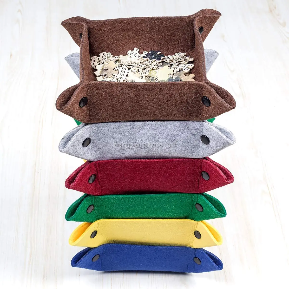 Folding Button Style Felt Puzzle Sorting Trays - 43 Colors