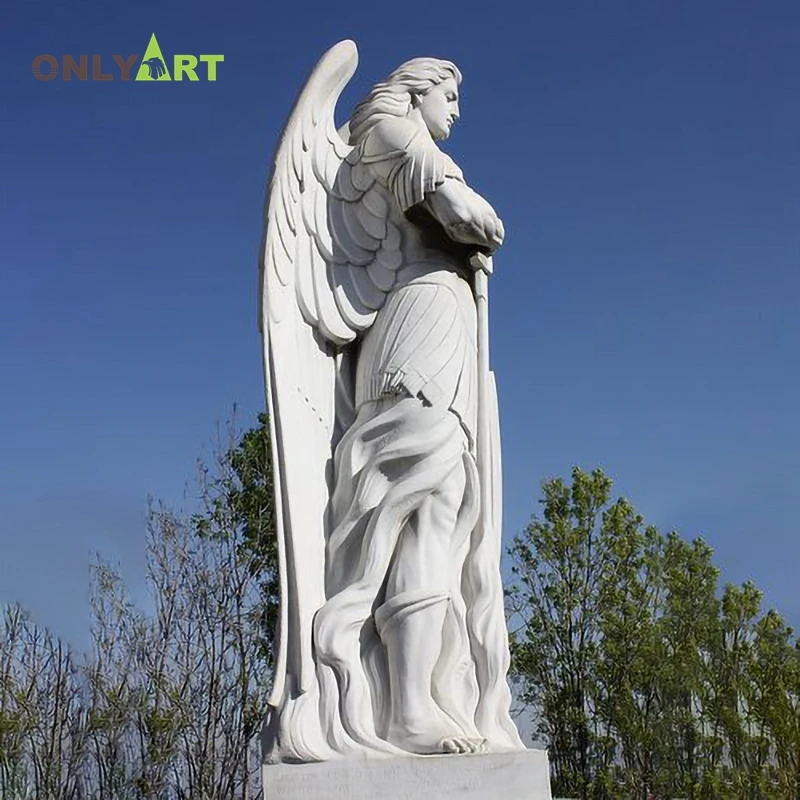 Famous Design Outdoor Church Wings Angel Life Size Marble St Michael ...