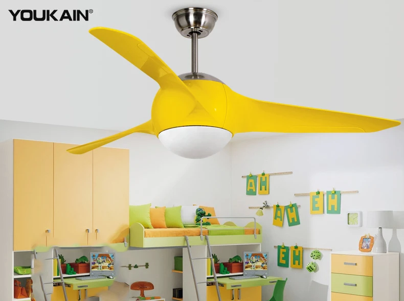 Factory Supply Yellow Color 54 Inch White Lampshade Ceiling Fan ...