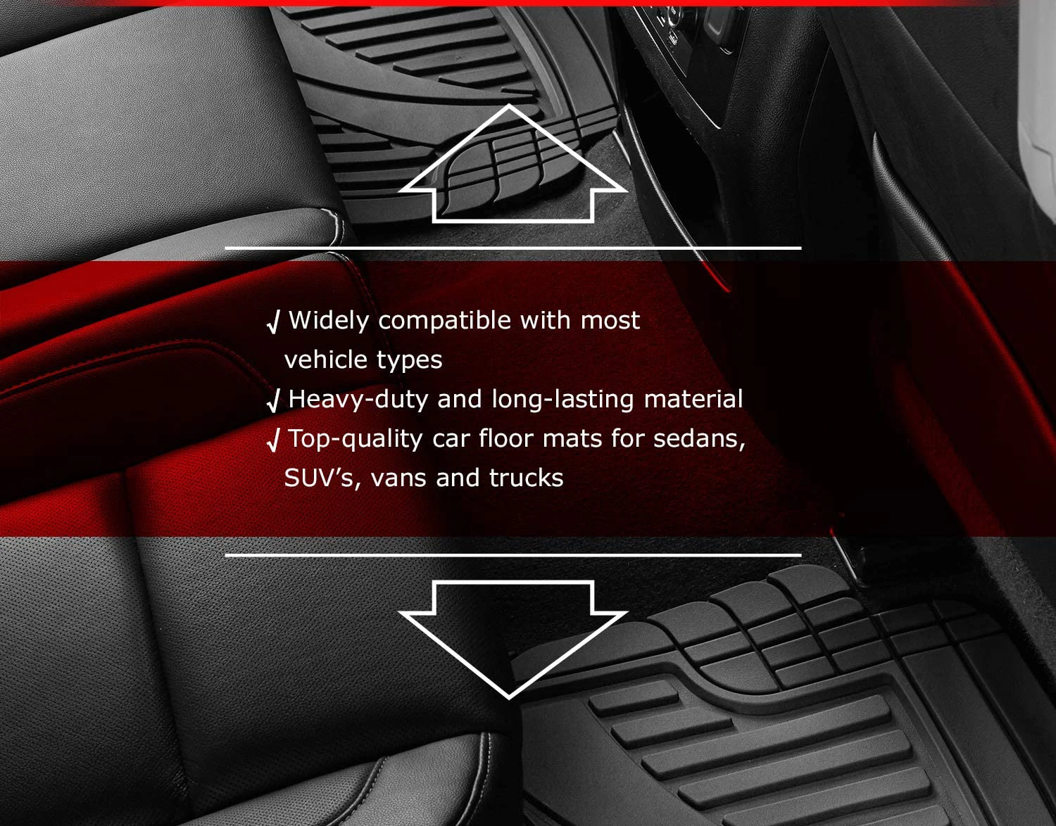 Durable PVC Car Mats - 4 Piece Full Set for All Cars