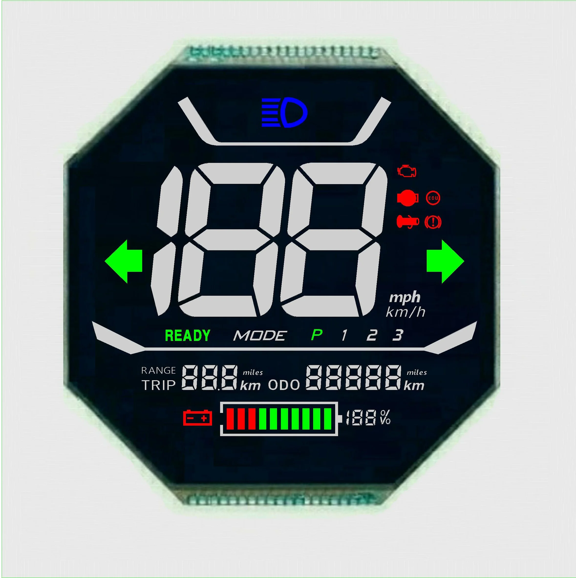 Speed Meter LCD Display - 7 Segment VA Negative Mode