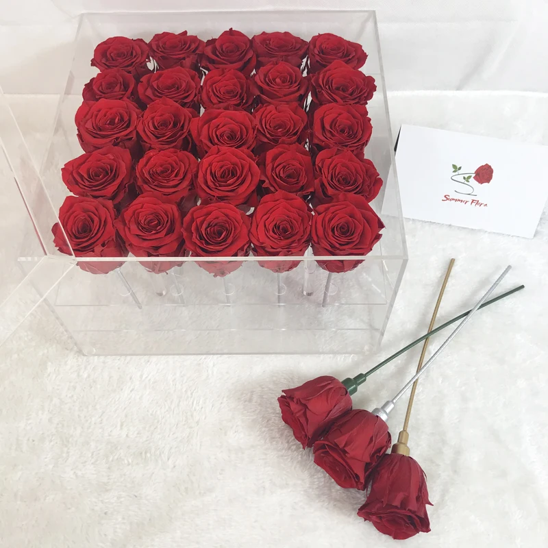 Wholesale Preserved Roses Stem Gold Silver Green Plastic Stems For ...