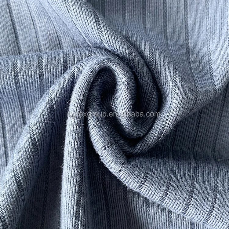 Double Brushed 92%poly 8%spandex 2x1 Drop Needle Rib Knit Fabric For ...