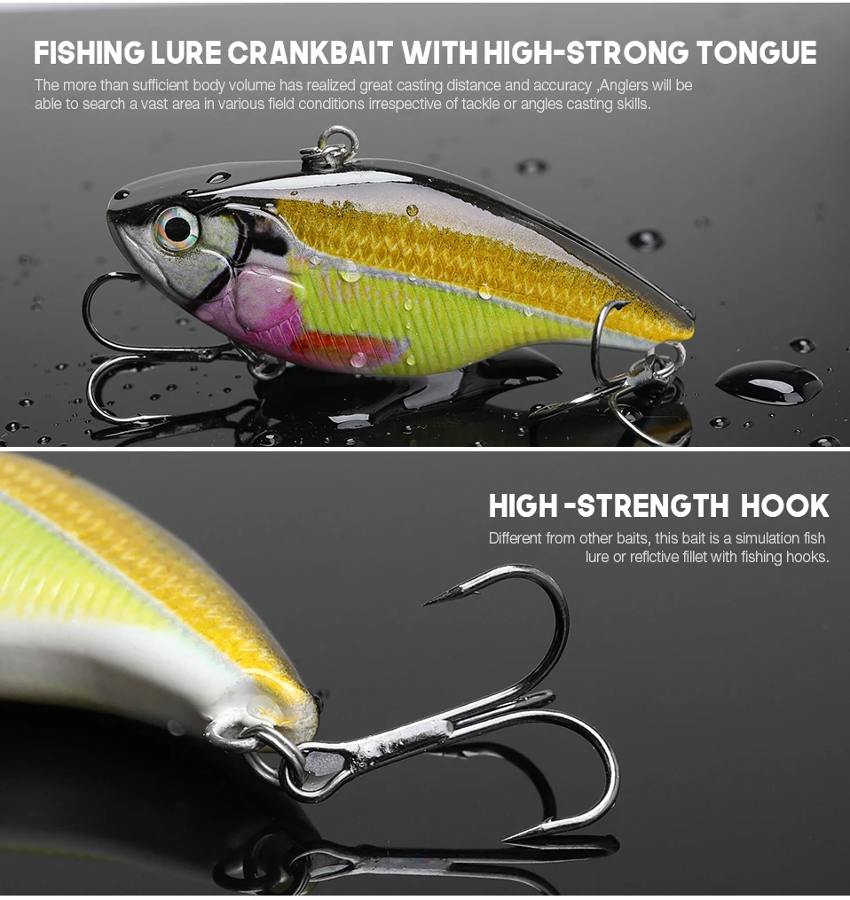 70mm 18g Double Hook Fishing Hard Bait - Saltwater Vib Lure