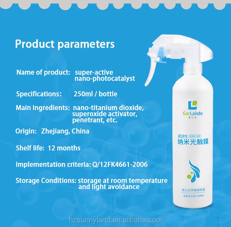 Super-active Nano Tio2 Spray Nano Photocatalyst Spray - Buy Nano ...