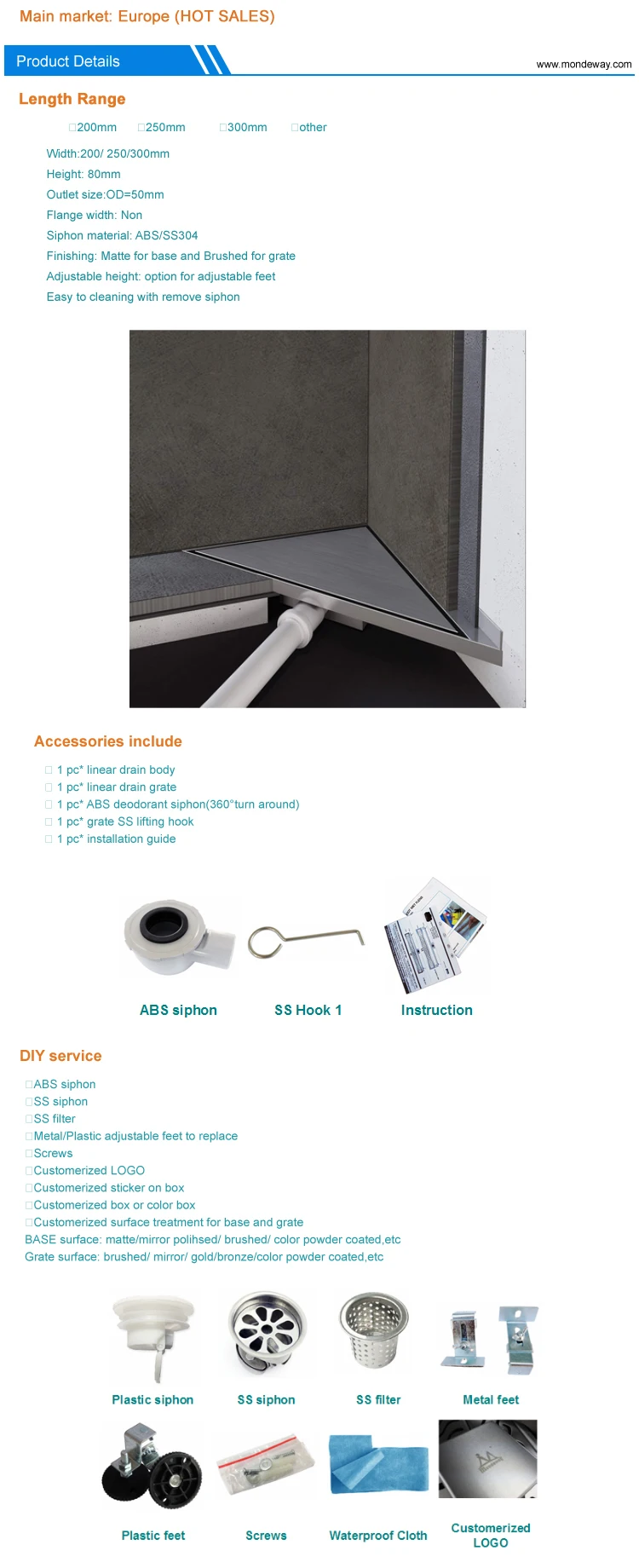 Stainless Steel Corner Drain Corner Shower Floor Stainless Steel ...