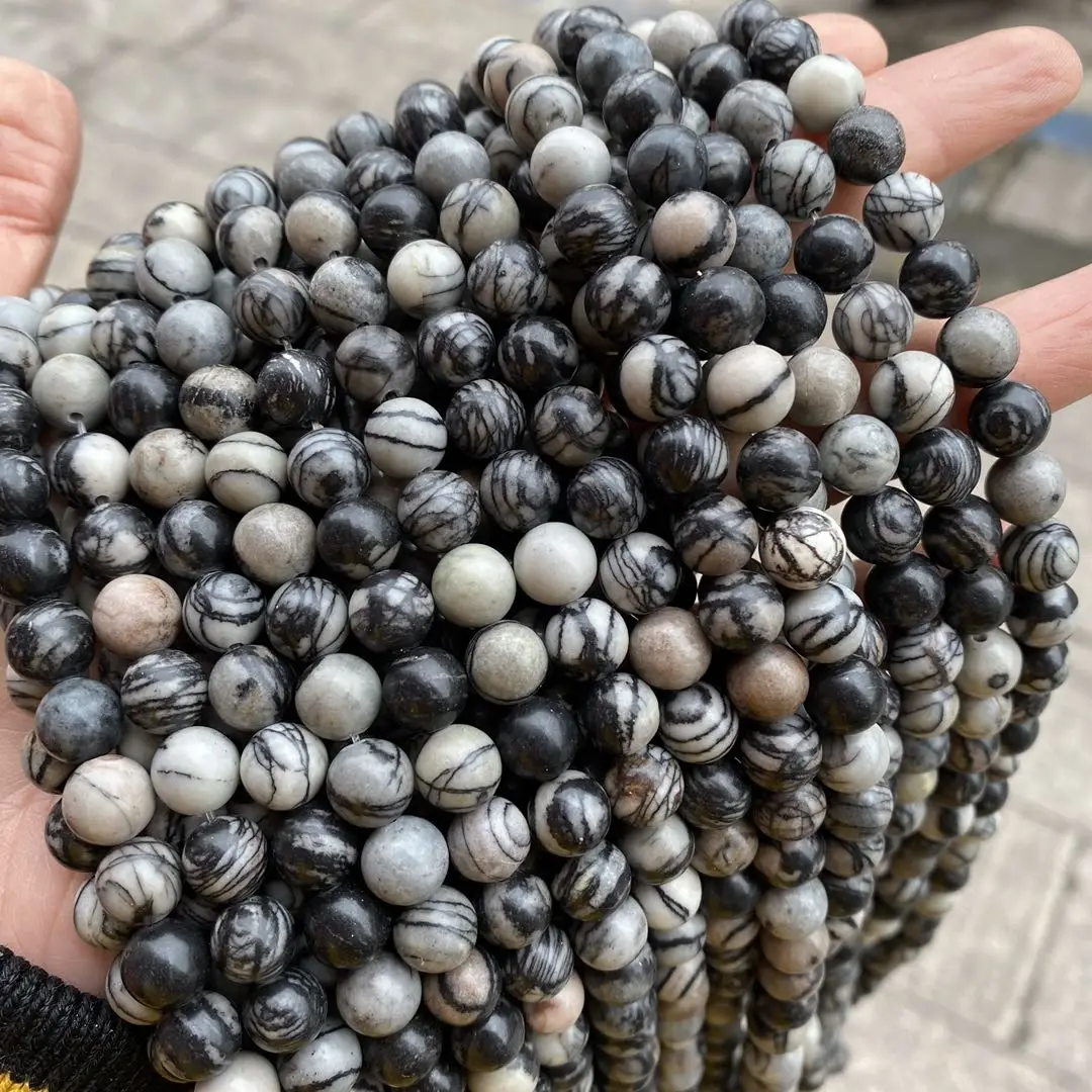 Black Web Jasper Wholesale Natural Gemstone Smooth Loose Round Black ...
