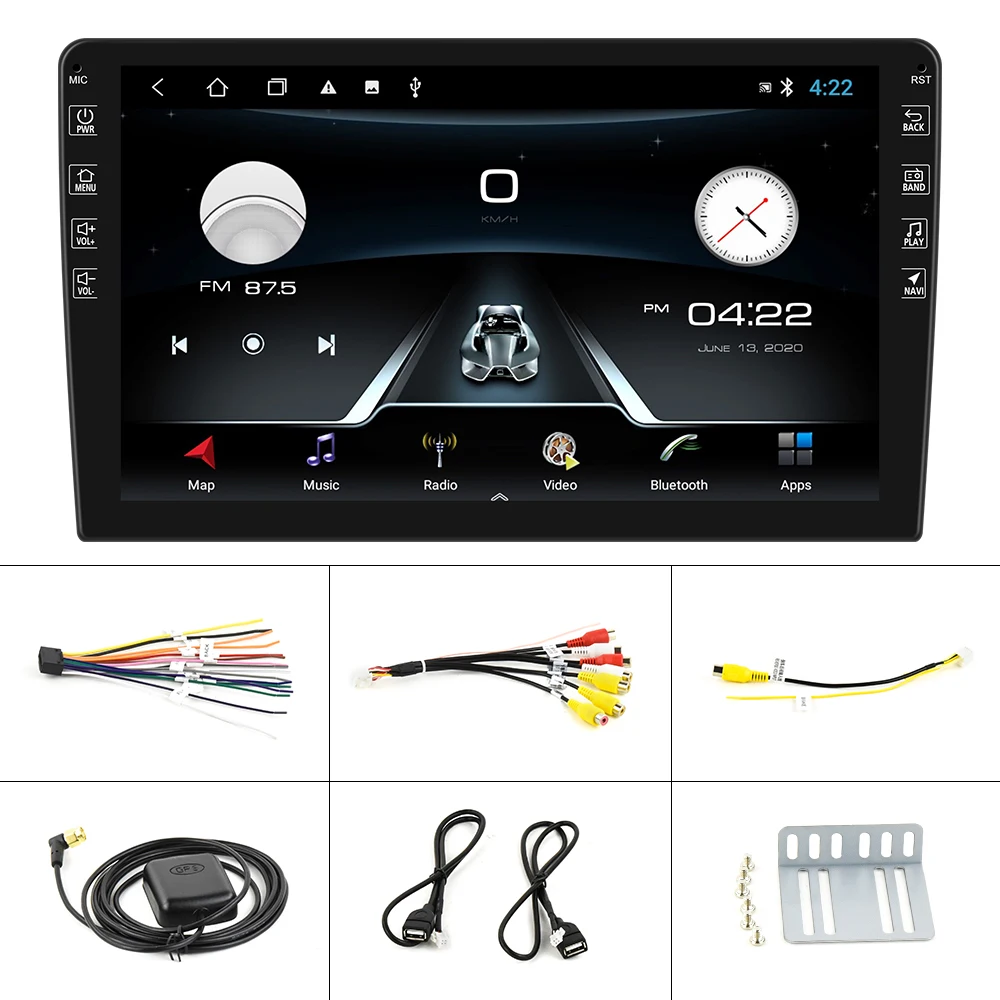 Podofo 10.1" Ips Touch Screen Android 10 Car Radio 2 Din Split Screen Gps Autoradio Car Mp5 ...