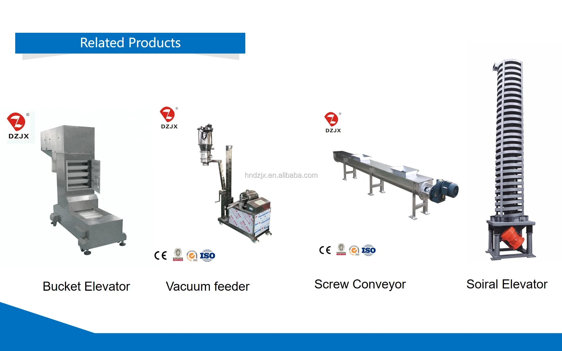 DZJX Flexible Shaftless Screw Auger Conveyor for Powder Granule for Food