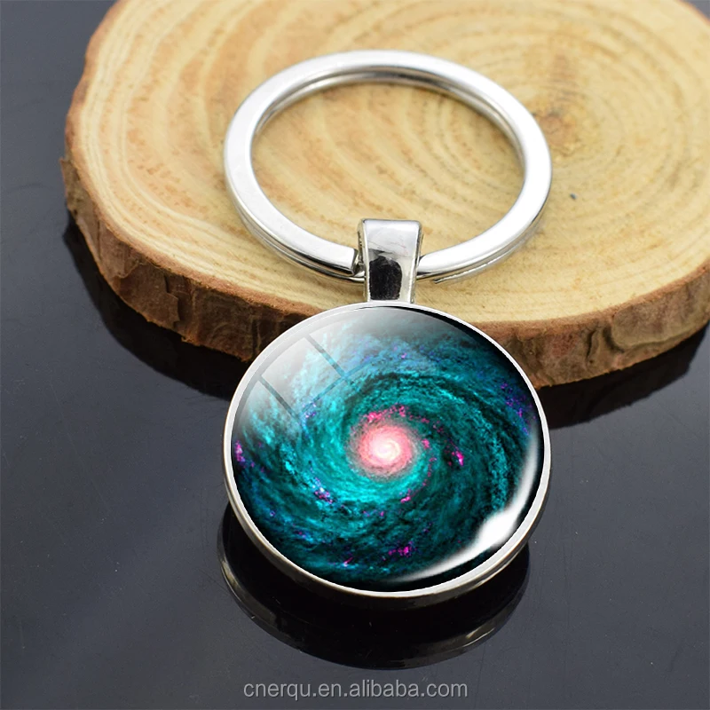 Galaxy Key Chains Universe Outer Space Double Side Glass Cabochon ...