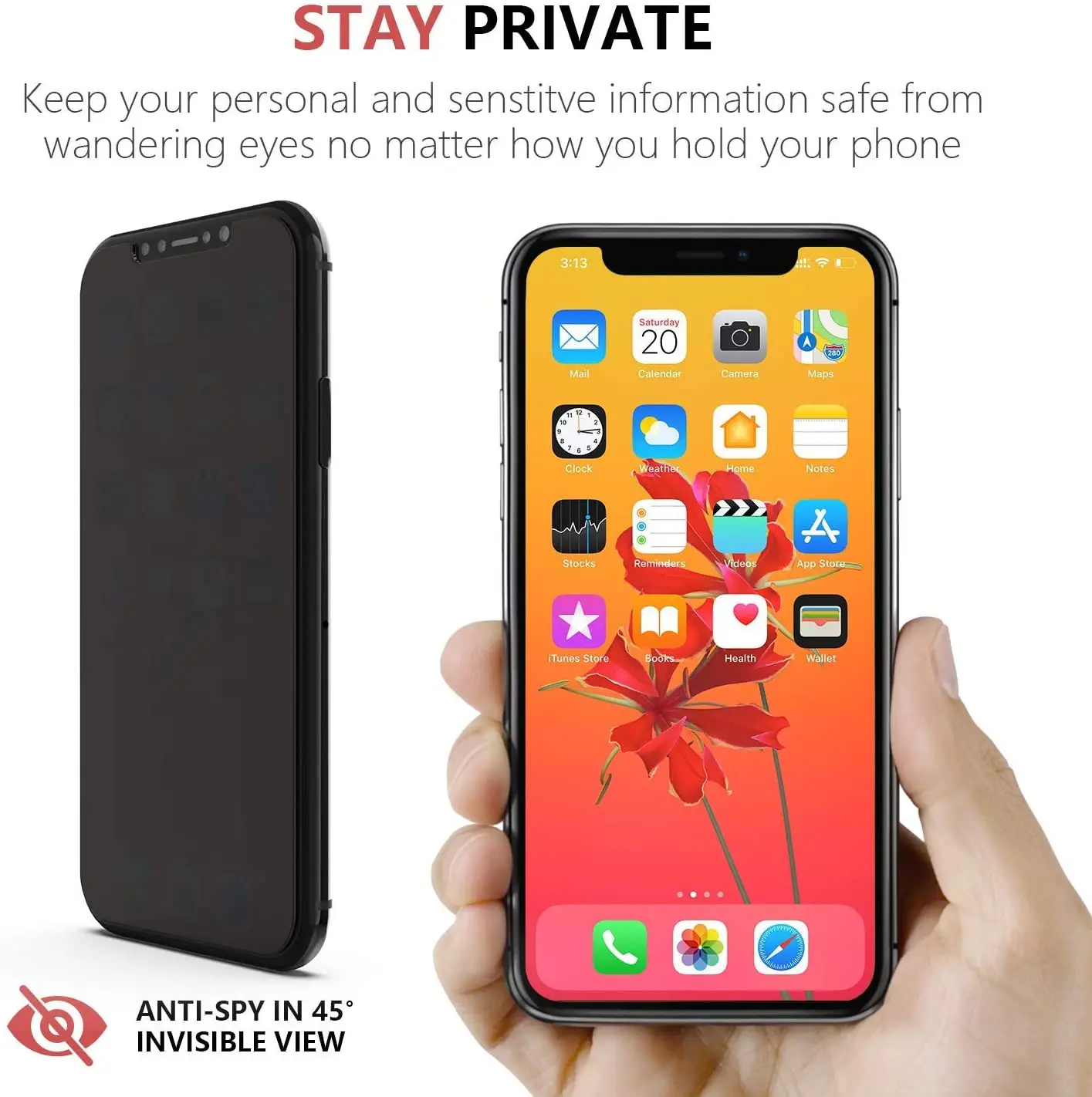 Tersely Privacy Anti-spy Private Tempered Glass Screen Protector For ...