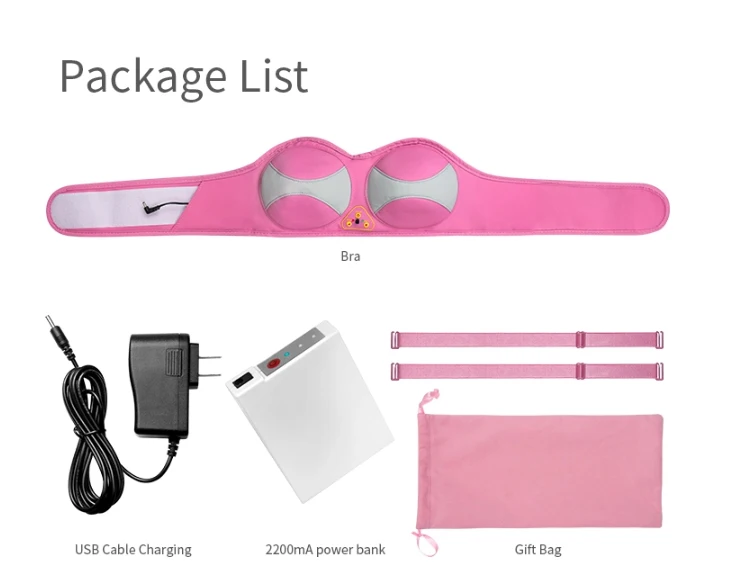 Wireless Design Usb Charging Breast Care Massager Electric Heated Bra ...