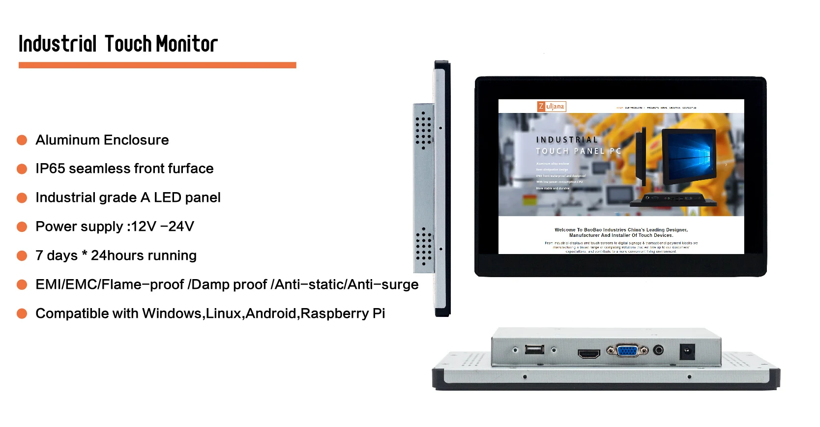 Embedded Open Frame Display Customization Expert 10 Inch Lcd Capacitive ...