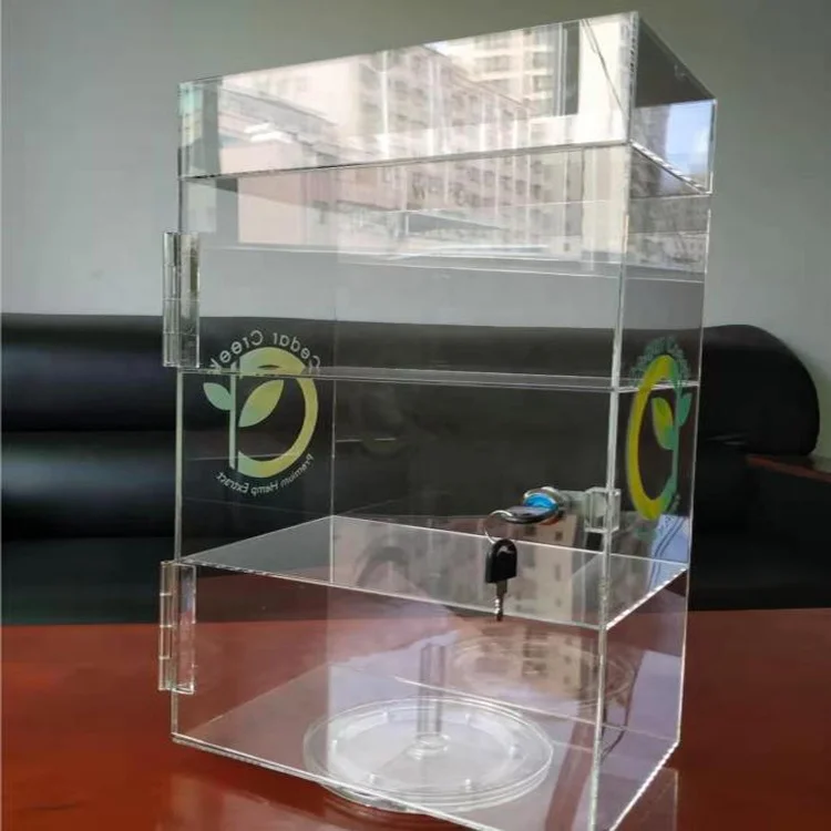 Wholesale Clear Acrylic Hemp Display Cabinet Rotating Counter Display ...