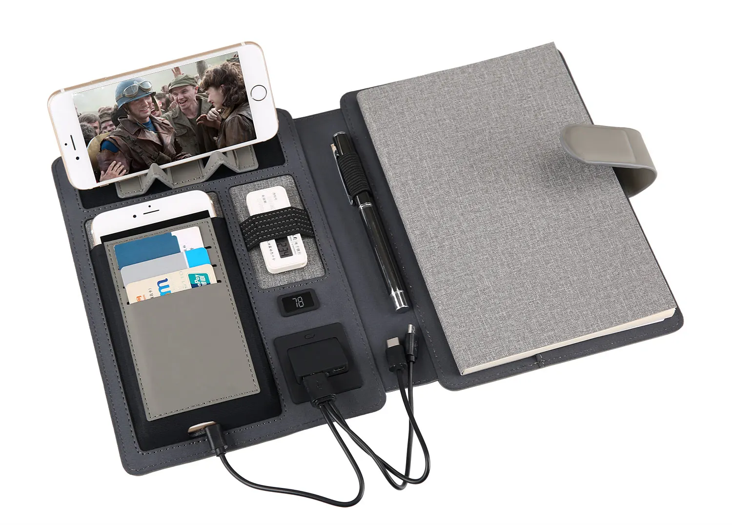 Travel Gift Promotion / Pu Leather Fast Wireless Charging Power Bank ...