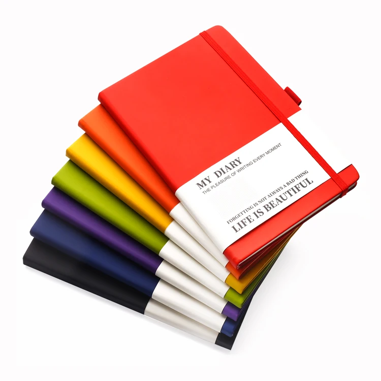 Pu Thick Soft Hard Cover Notebook Journal 80g Paper College Ruled Bound ...