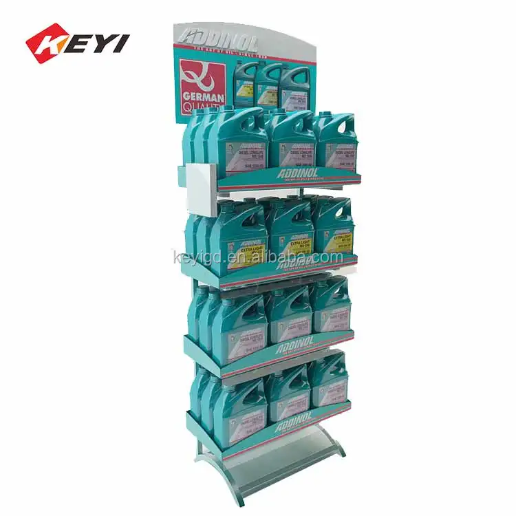 Custom Retail Shop Metal 4 Tier Engine Oil Rack Display / Lubricant ...