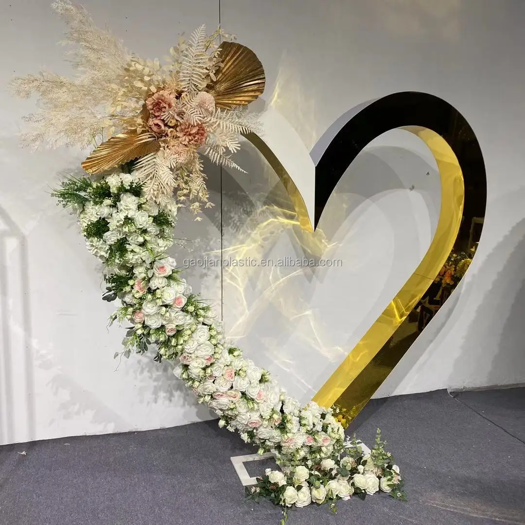 Hot Selling Heart Shape Pvc Backdrop Acrylic Balloon Gold Arch Stand ...