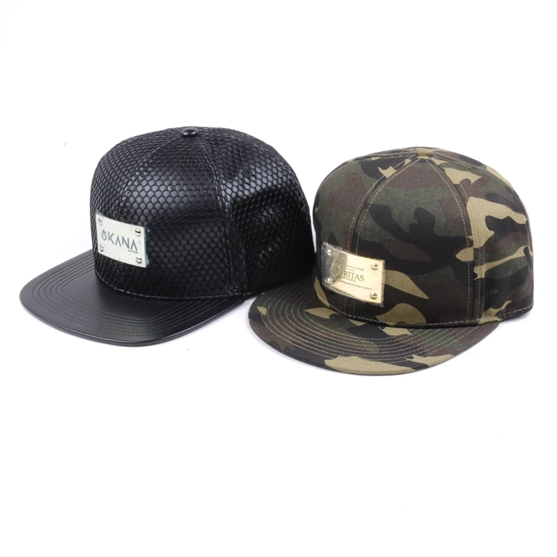 Flat Brim Custom Snapback Hat And Cap With Metal Plate - Buy Custom ...