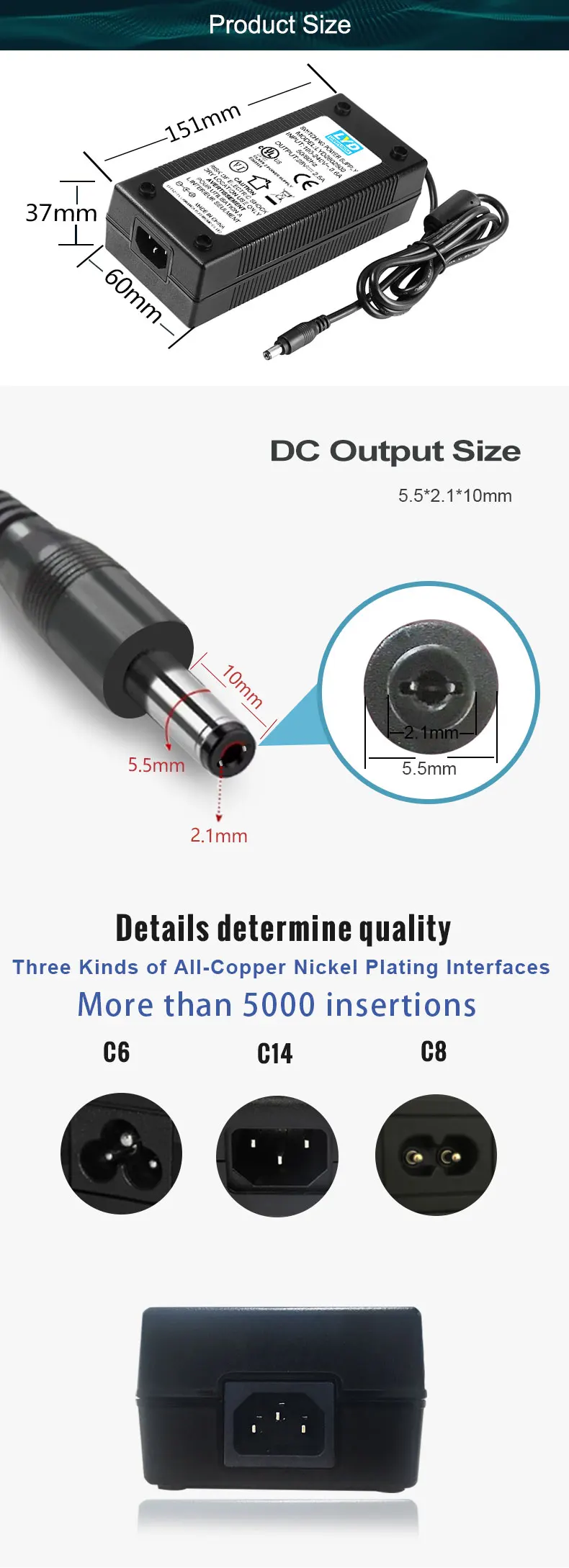 Safety Mark Desktop Adaptor Switching Power Supply 2.5a 28v Ac Dc ...