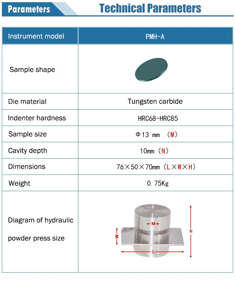Laboratory PMH-A 13mm FTIR KBr Non-return Press Dies for Infrared ...