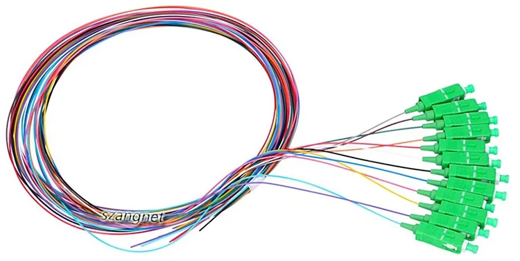 12 Color Code Optical Fiber Ribbon Pigtail - 12F SC APC