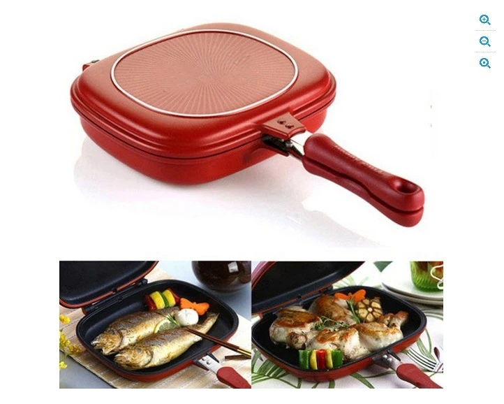 Cheaper Aluminum Die Cast Non-stick Square Double Side Grill Pan Frying ...