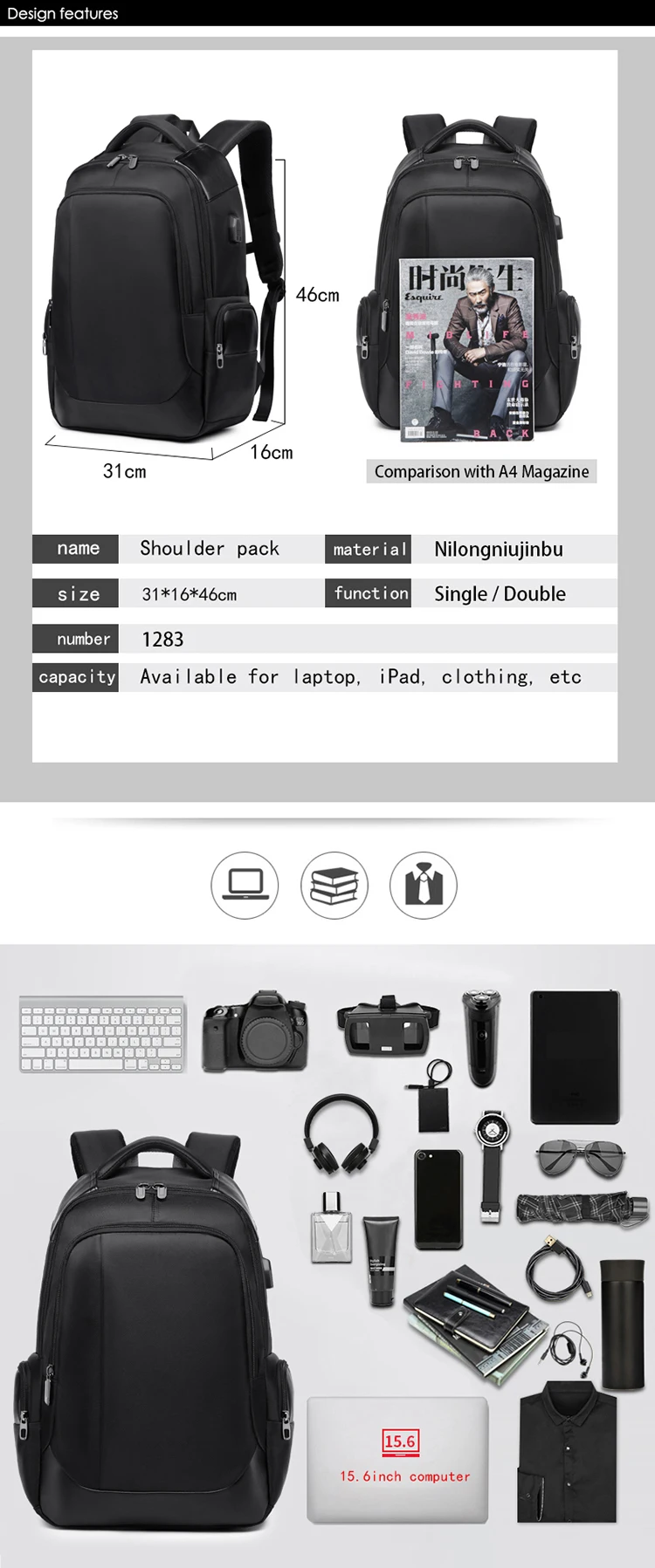 Dc.Meilun 2020 Custom logo High Quality Laptop Backpack Bags Business ...