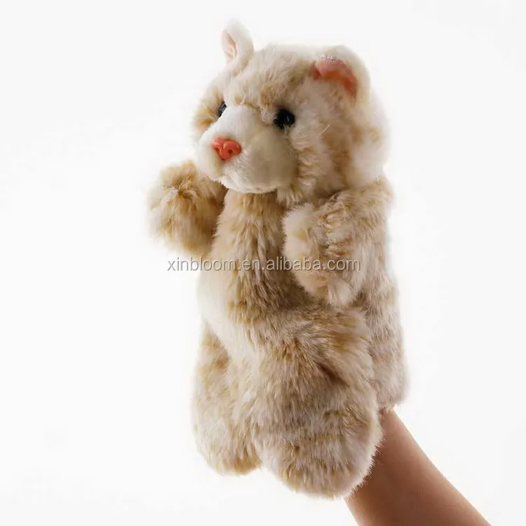 Long-haired Plush Animal Cat Big Hand Puppet Kids Animal Hand Glove ...