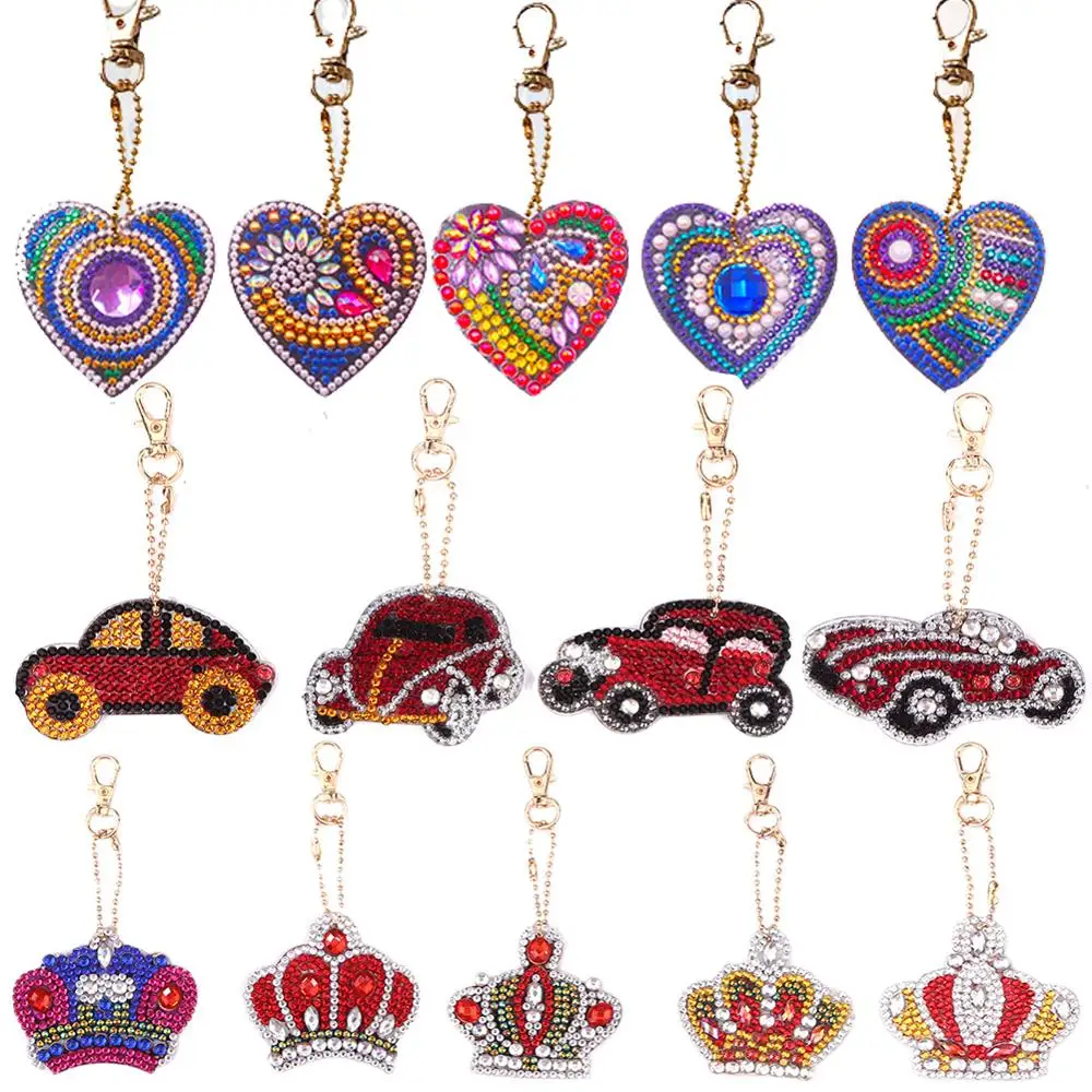 Diy Full Diamond Keychain Special Shaped Diamond Painting Heart Animal ...
