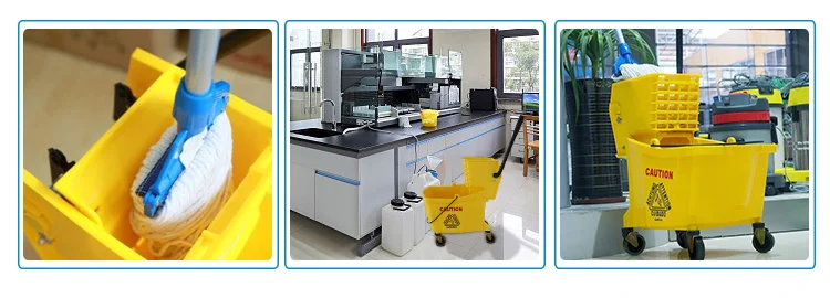 Double Mop Bucket with Squeezer - Hospital Cleaning Trolley