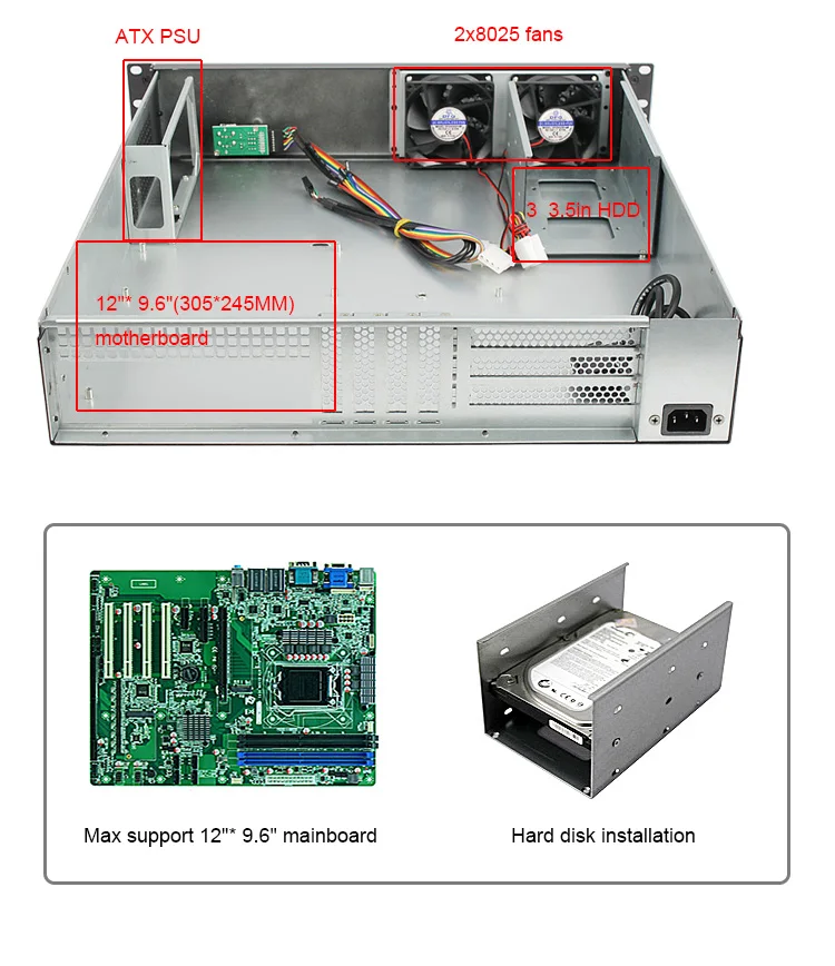 Stainless Steel 450mm Short Depth Server Chassis - 2U ATX
