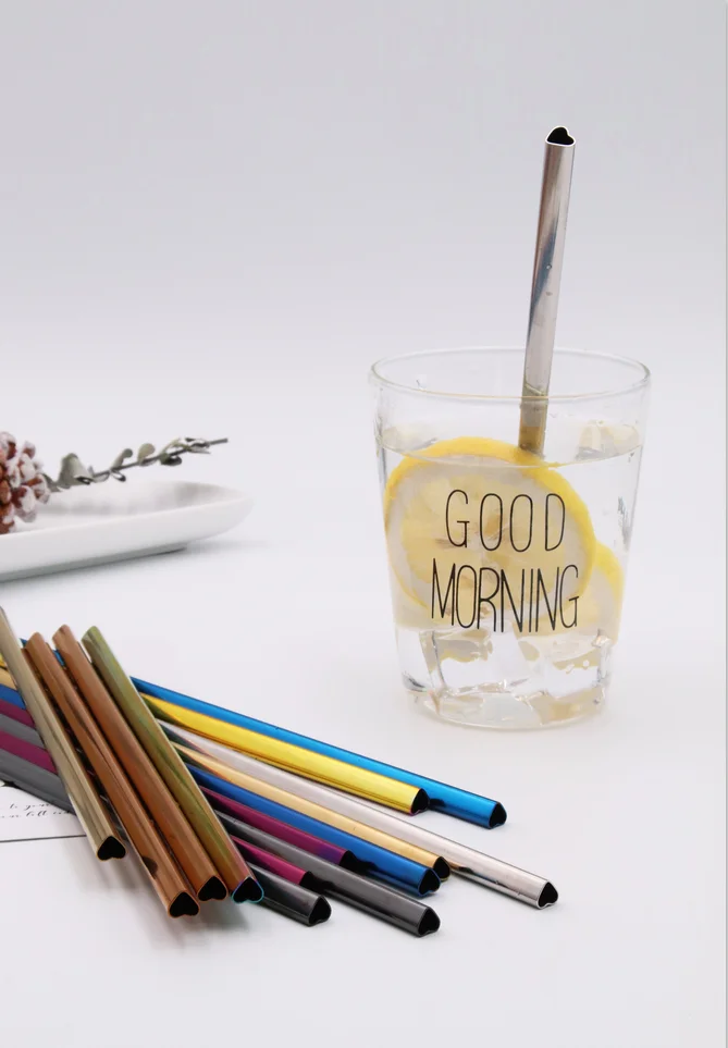 Metal Drinking Straws - Sustainable Heart Shape Straws