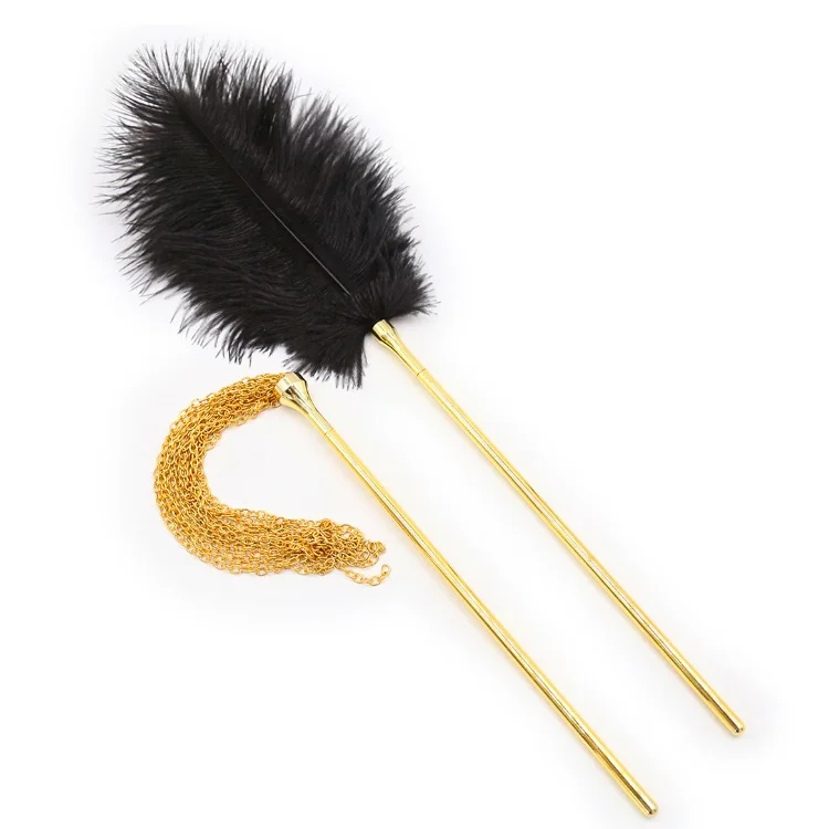 SM Feather Tickler Gold Chain Tease Tickler Crop for Adult Sex Play ...