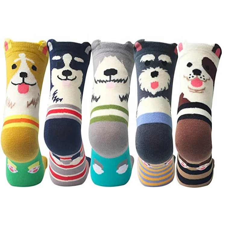 Japan Korea 3d Print Dog Animals Cute Fun Cotton Ankle Socks - Buy Teen ...