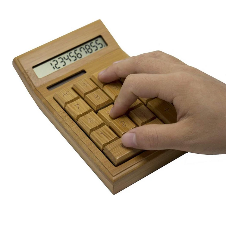 Bamboo Wood Calculator Handheld For Daily And Basic Office Organizer ...