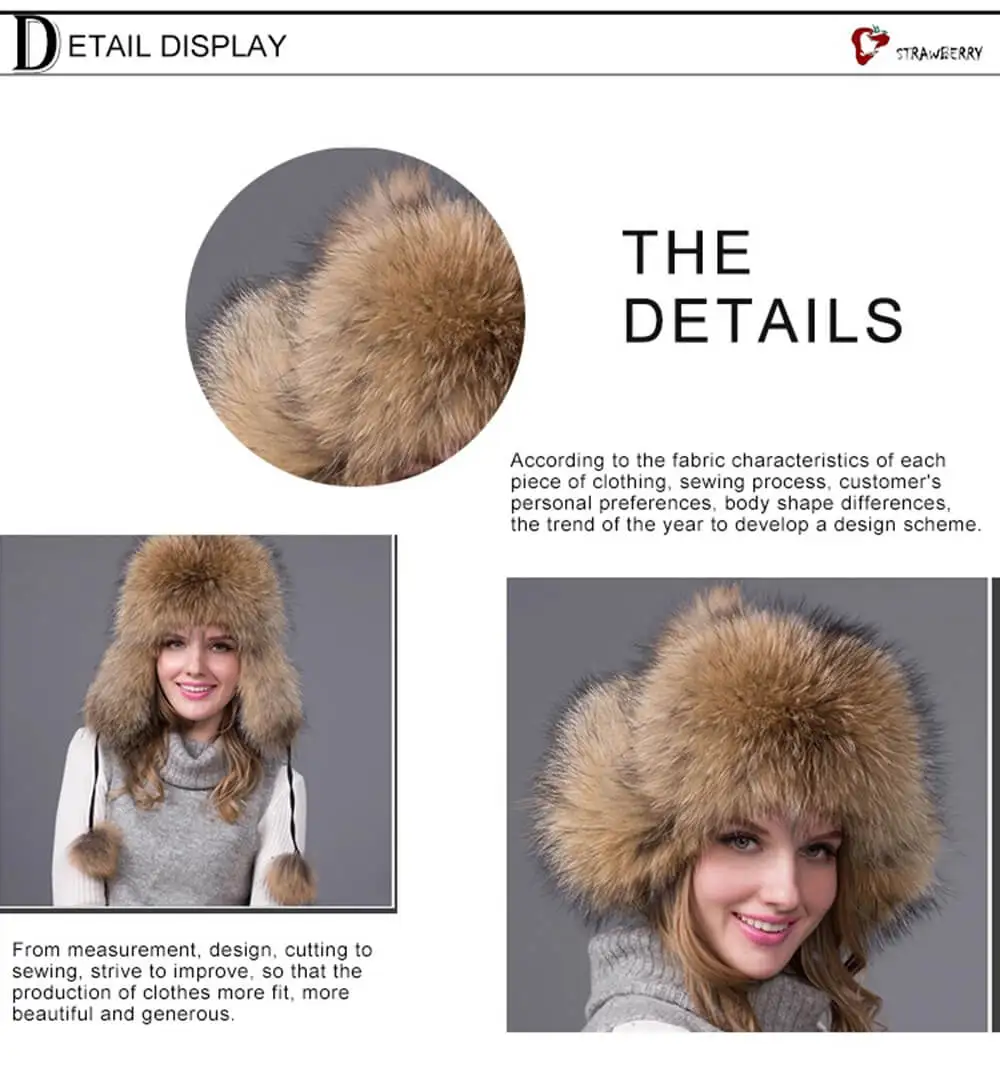 Custom Authentic Ushanka Raccoon Fur Pom Pom Hat